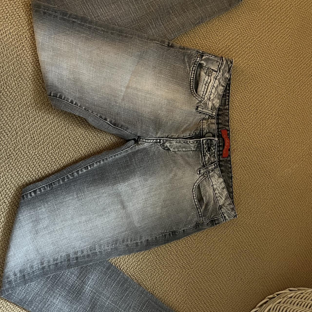 light grey wash chocolate low waisted jeans... - Depop