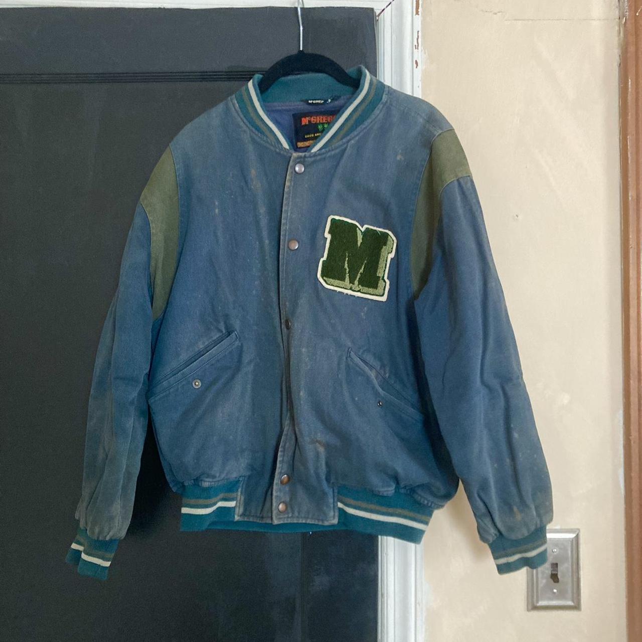 Vintage McGregor M letterman jacket Stains shown in... - Depop