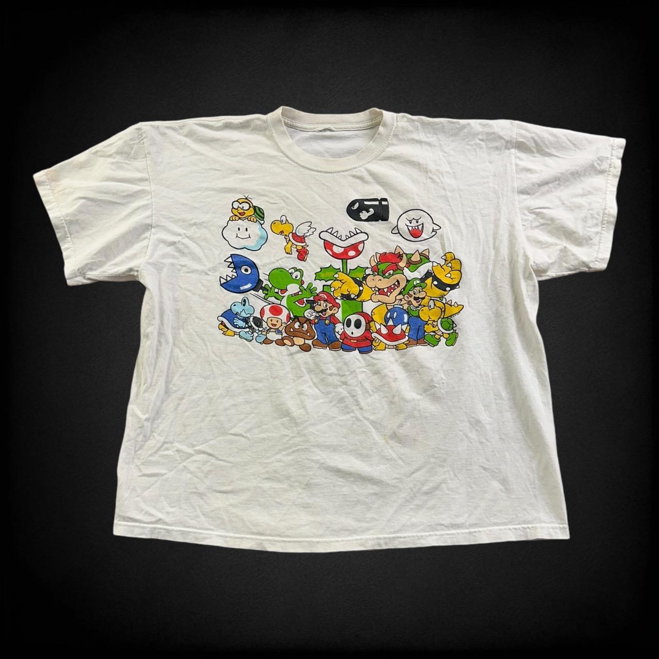 Vintage Y2K White and multi-coloured Super Mario... - Depop