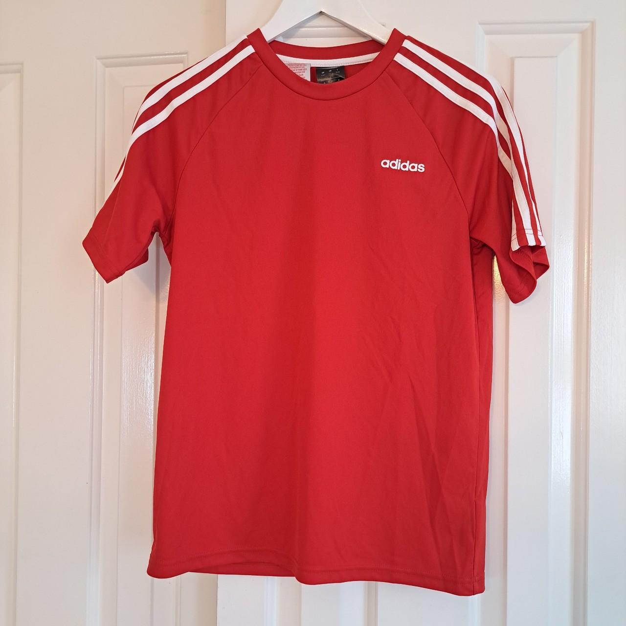 Adidas red top Age 13 - 14 years - Depop