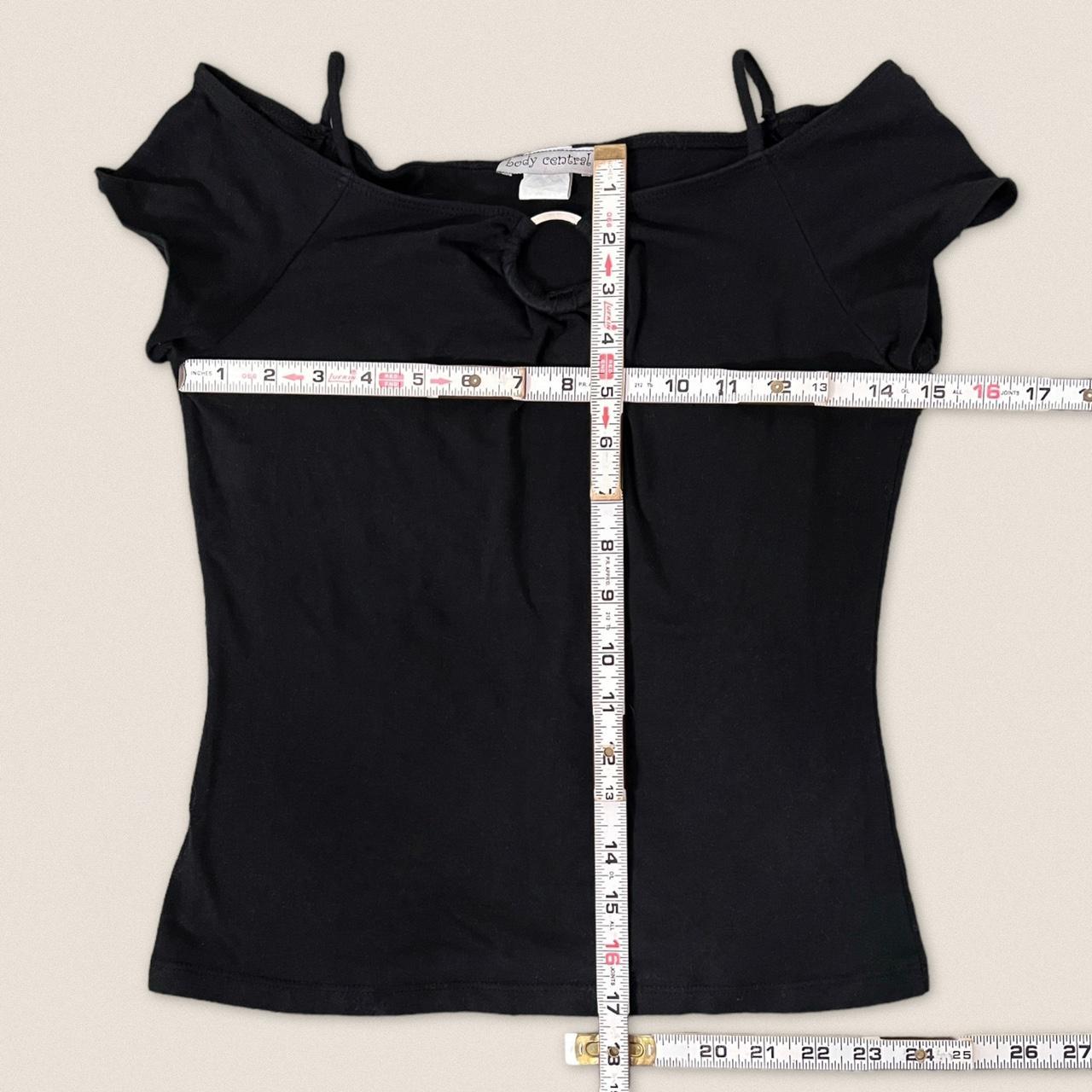 Y2K Body Central Black Top With Silver O Ring Size... - Depop