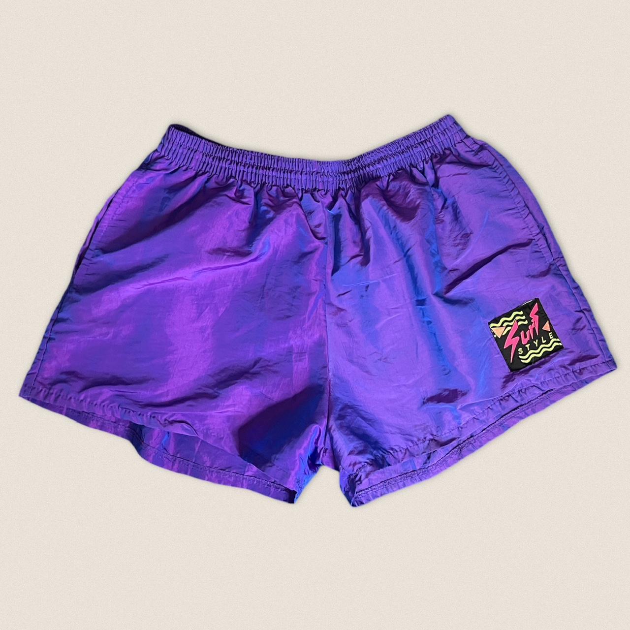 Vintage 80s surf style swim trunk shorts Size XL... - Depop