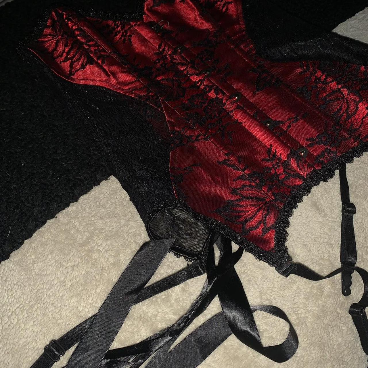 Black Laced Red Corset Top ★ Vamp Vibes ★ front... - Depop