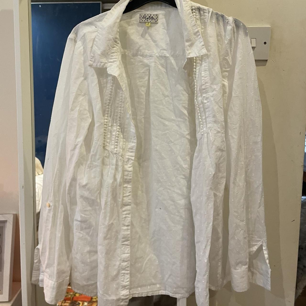 cute white button up shirt/blouse message me before... - Depop