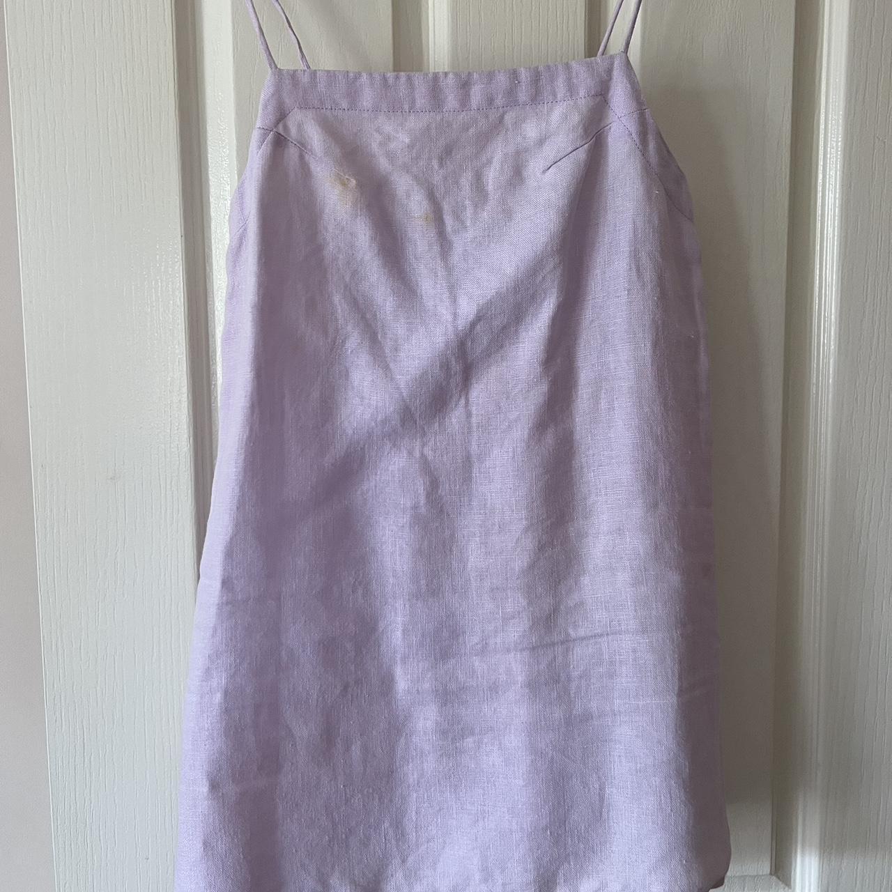 Turquoise lane Mini linen dress Some stains at top... - Depop