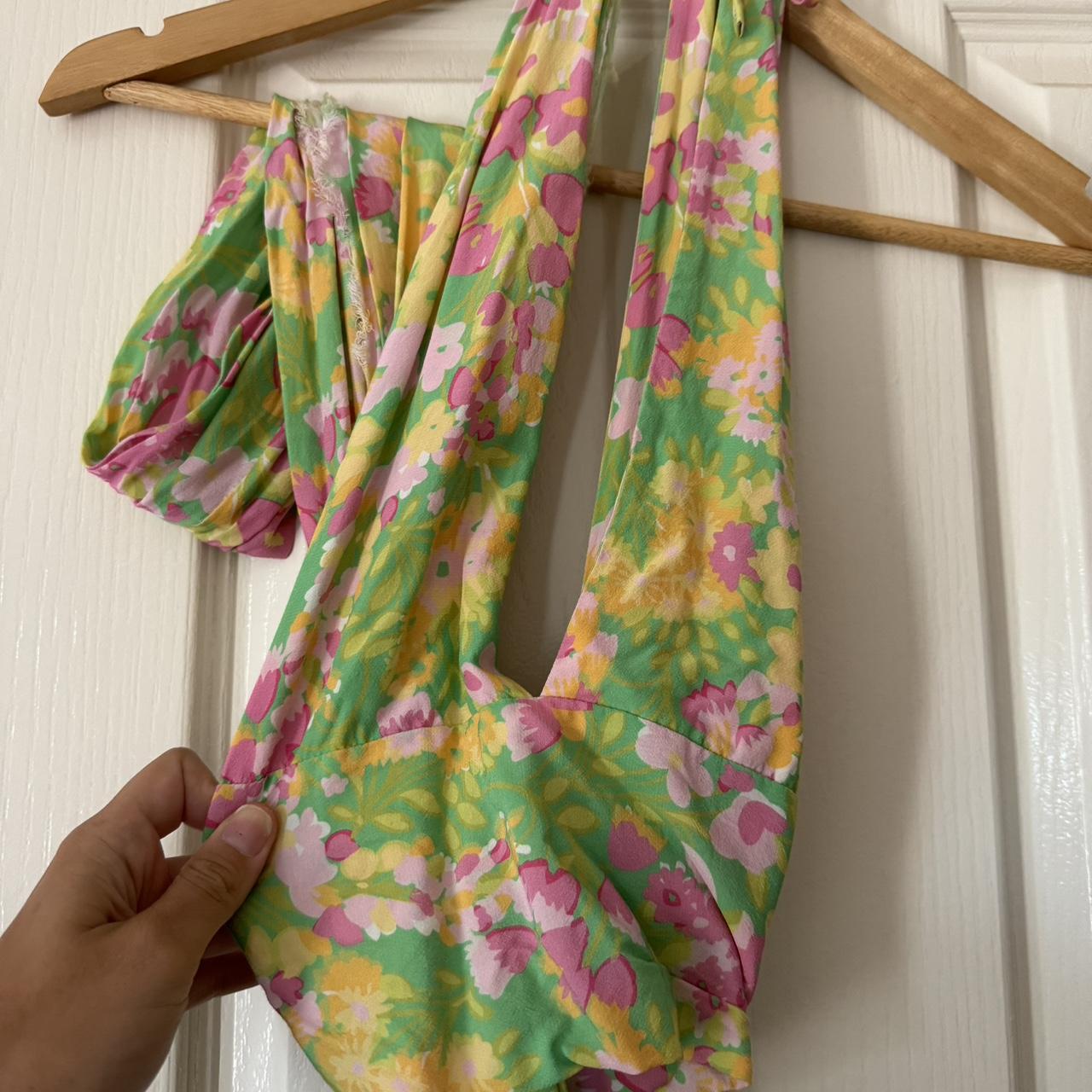 With Jean Halter top Size small Small fraying as... - Depop