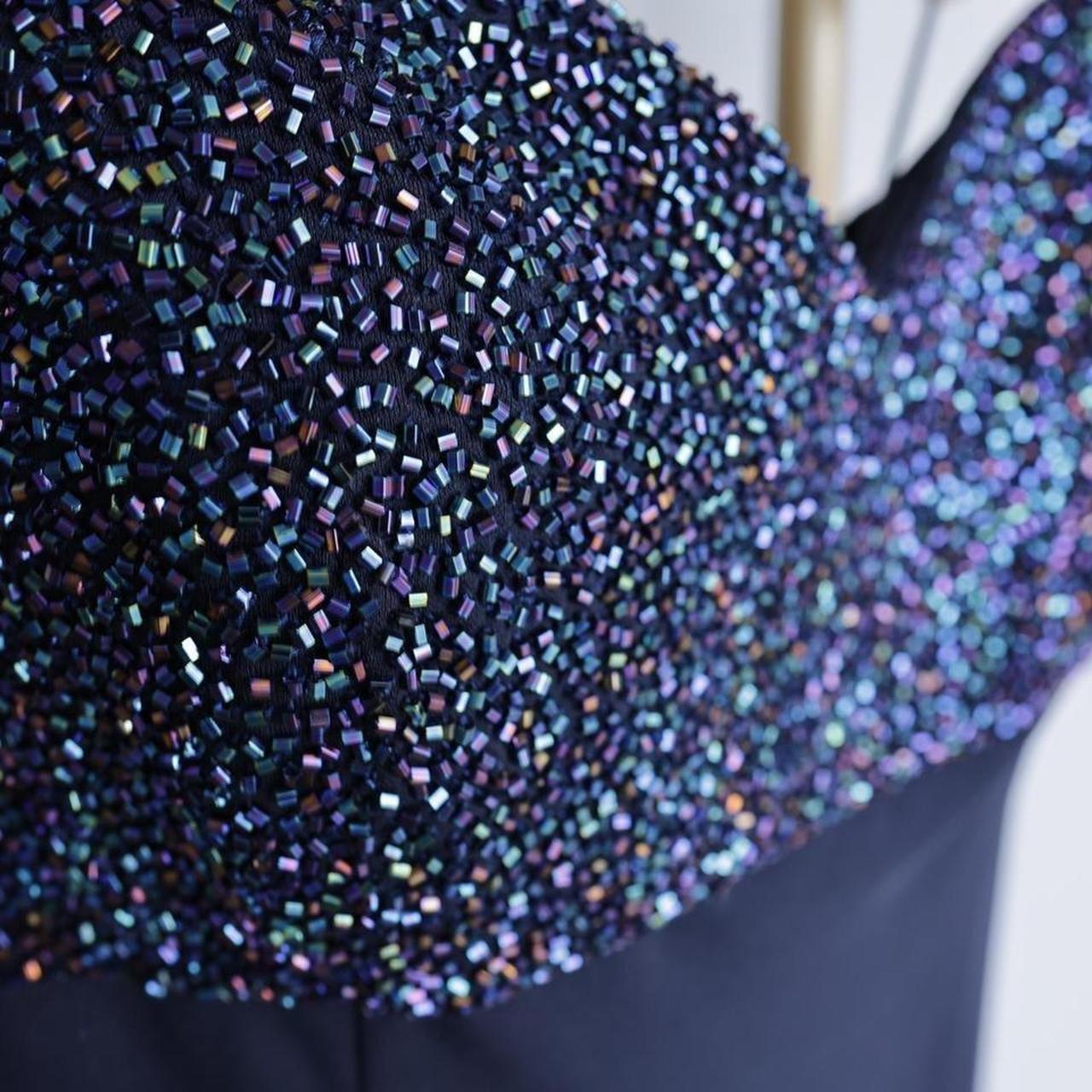 Y2K vintage navy beaded long dress prom dress B23... | Depop