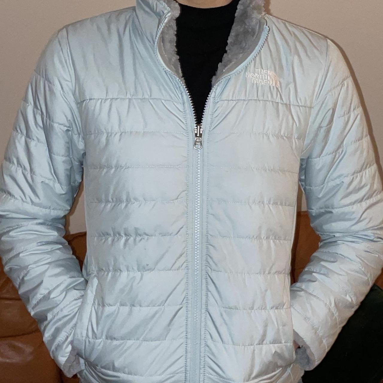 Rare North Face baby blue / ice white reversible... - Depop