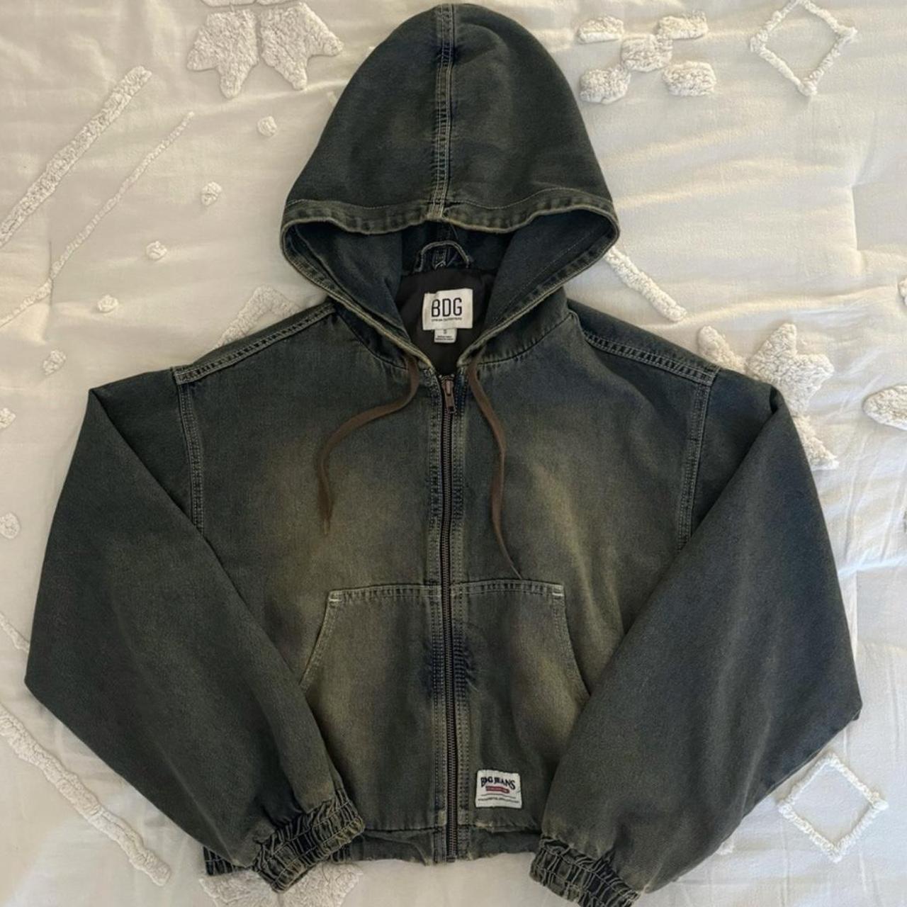 Bdg urban outfitters hooded denim jacket size... - Depop