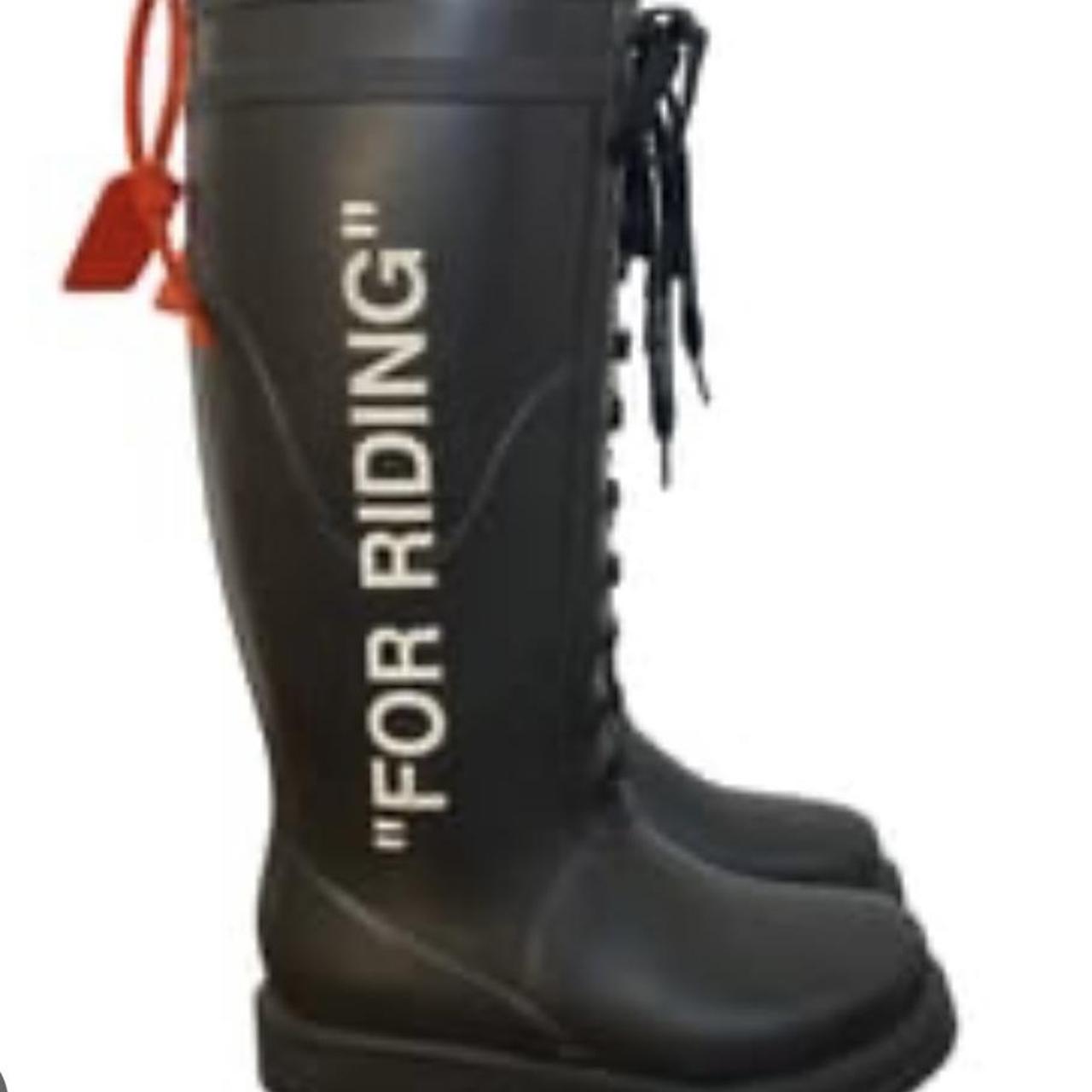 Off-white riding boots Perfect festival boots - Depop