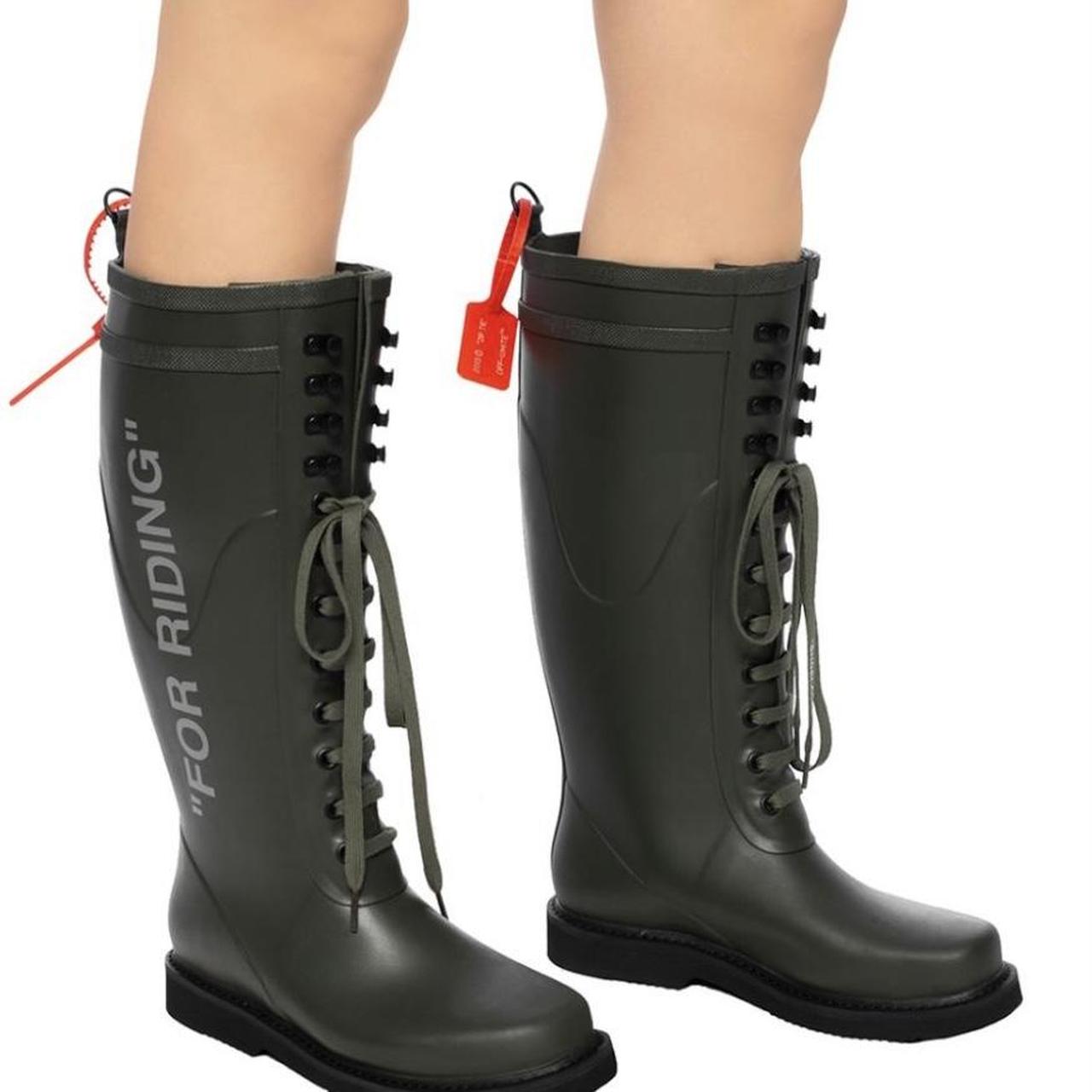 Off-white riding boots Perfect festival boots - Depop