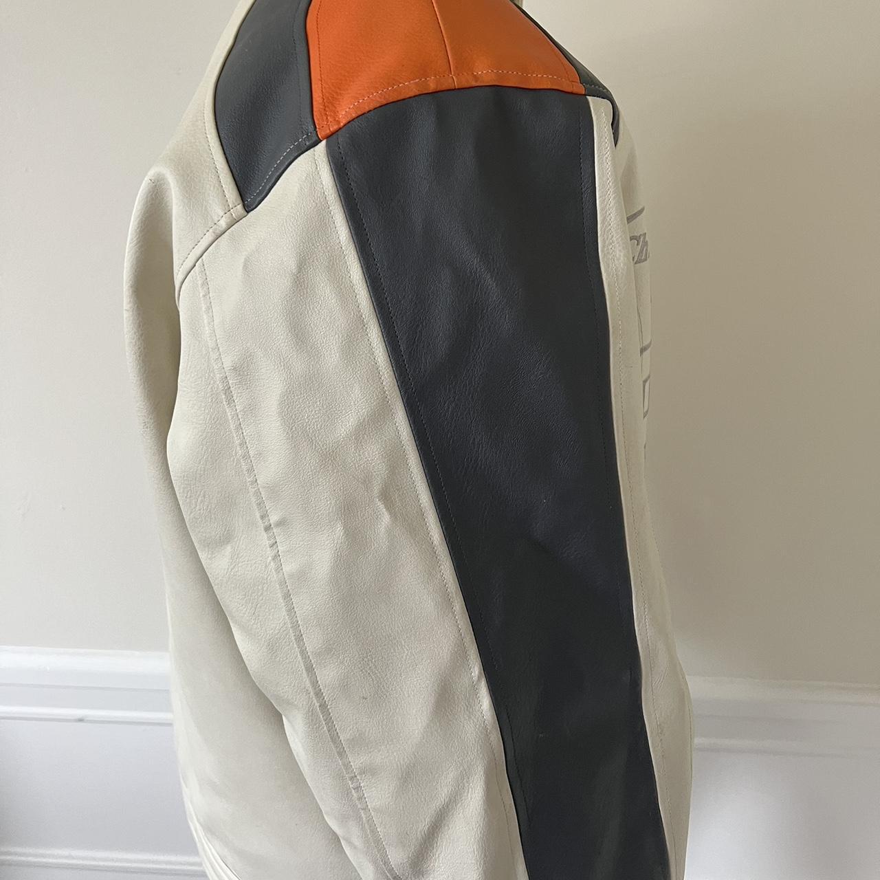 Vintage First Down Racing Leather Jacket Size:... - Depop