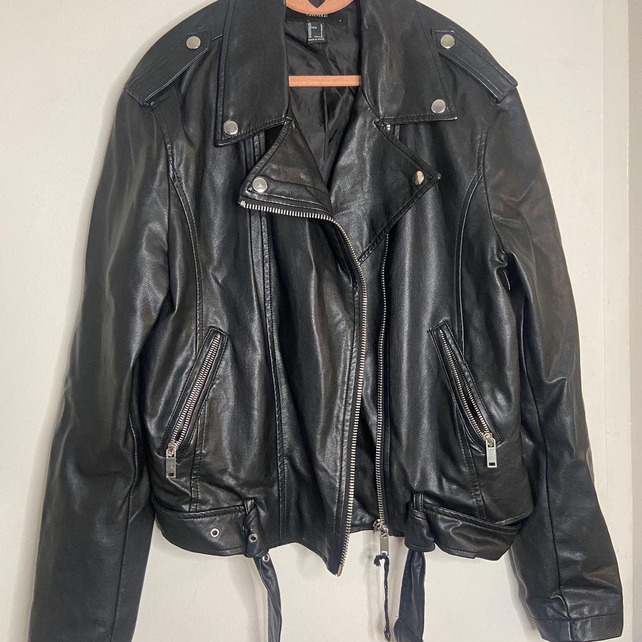 Forever 21 pleather biker jacket in great condition... - Depop
