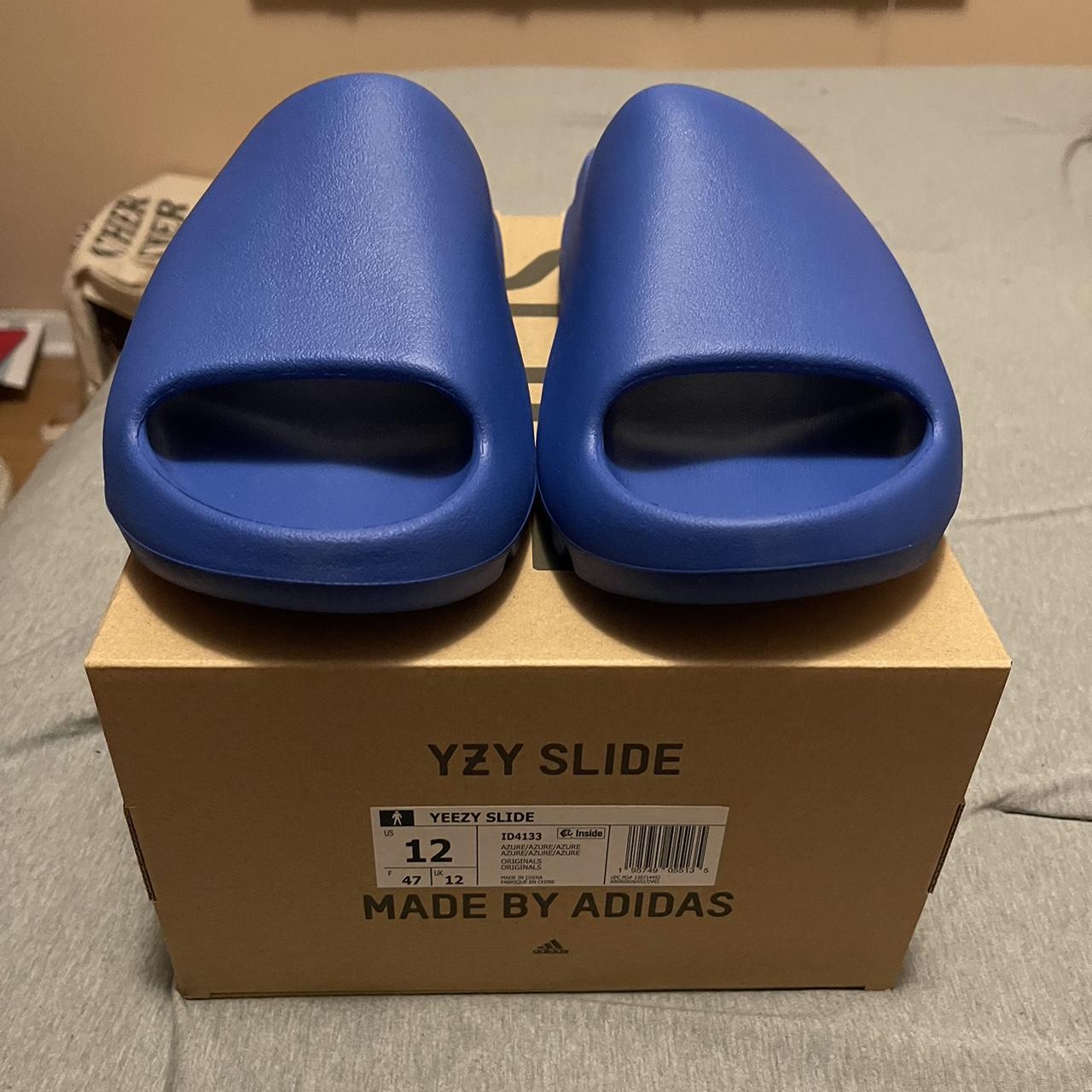 Yeezy Men's Blue Slides | Depop
