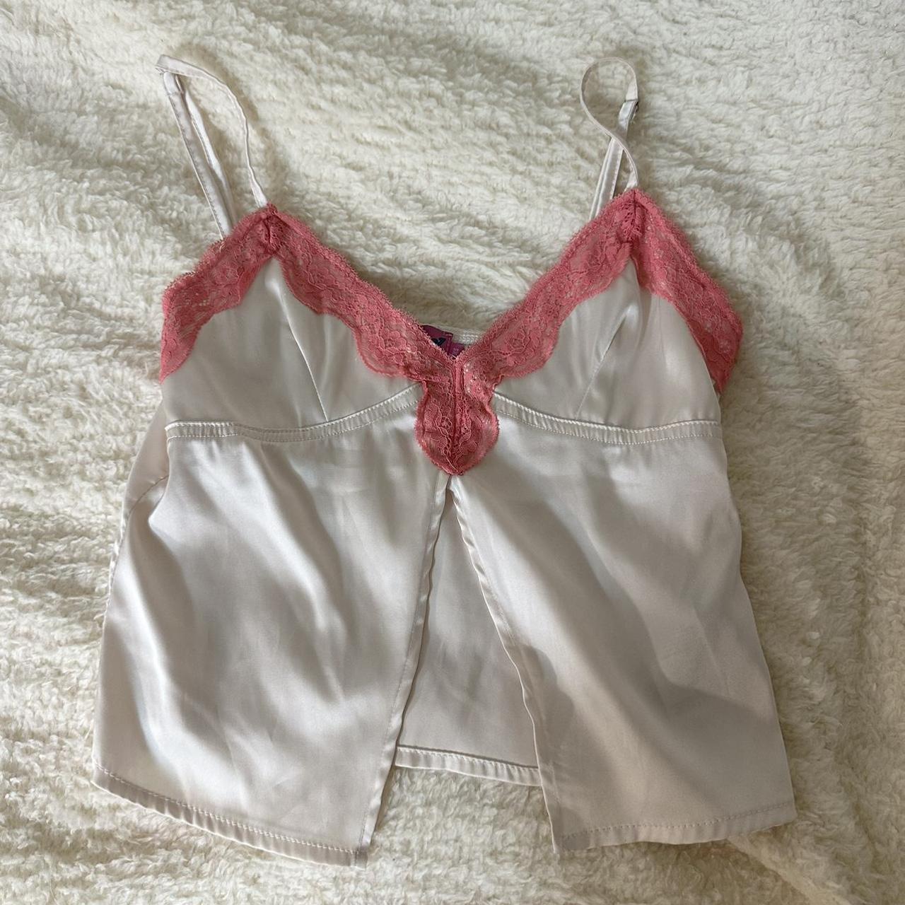 edikted pink satin and lace top size XS - Depop