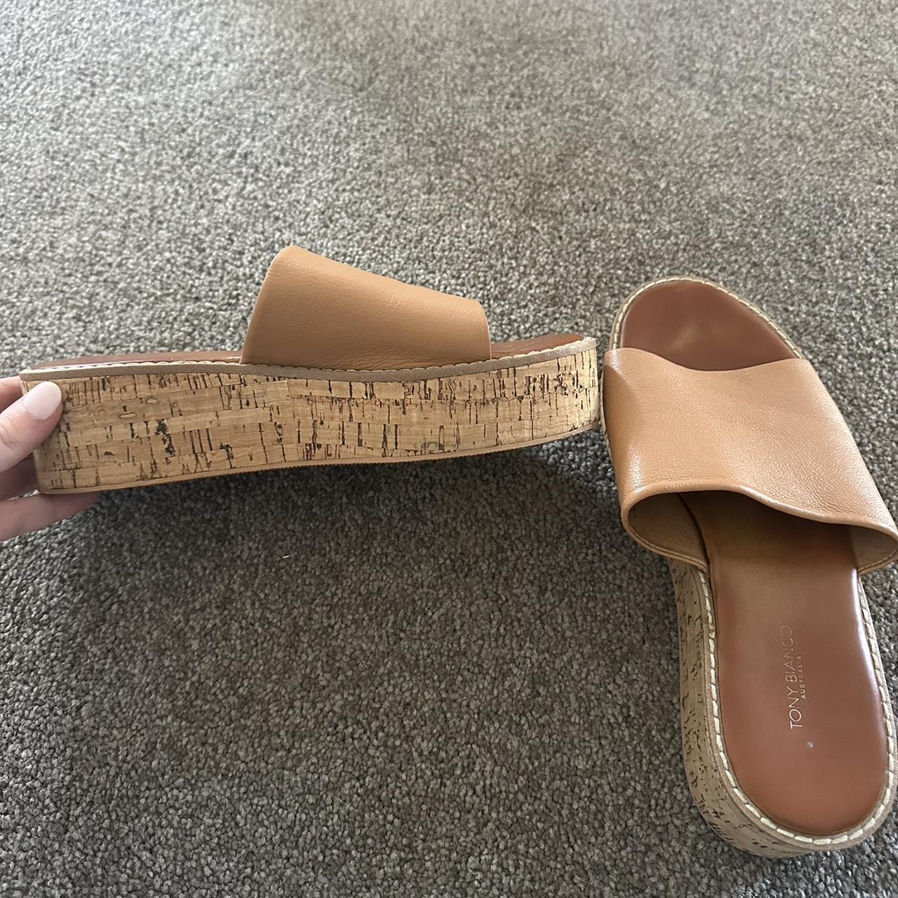 Tony Bianco Platform Slides Cork base with brown... - Depop