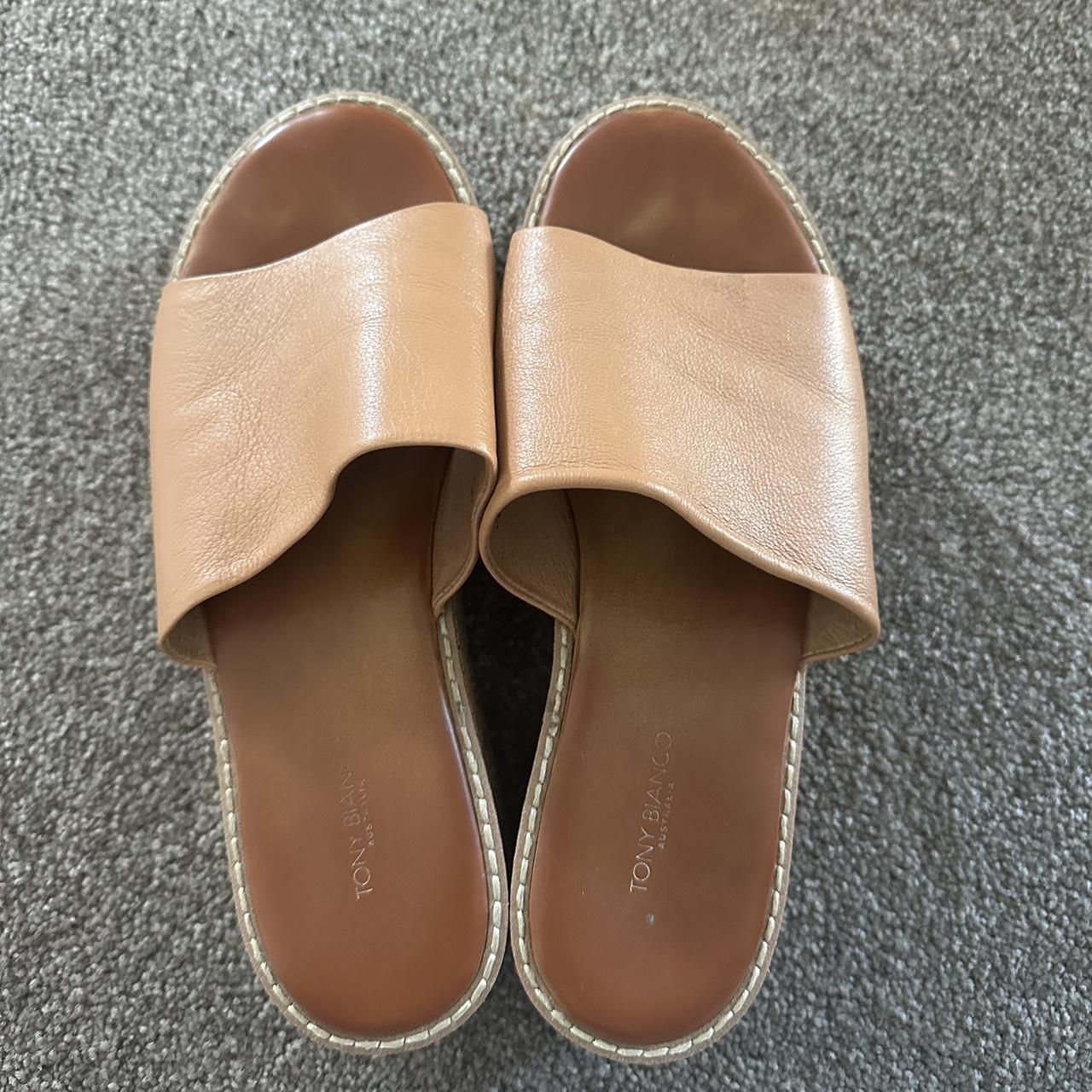 Tony Bianco Platform Slides Cork base with brown... - Depop