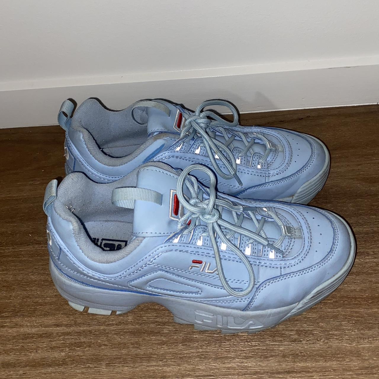 Blue Fila disruptors barely worn because not my... - Depop