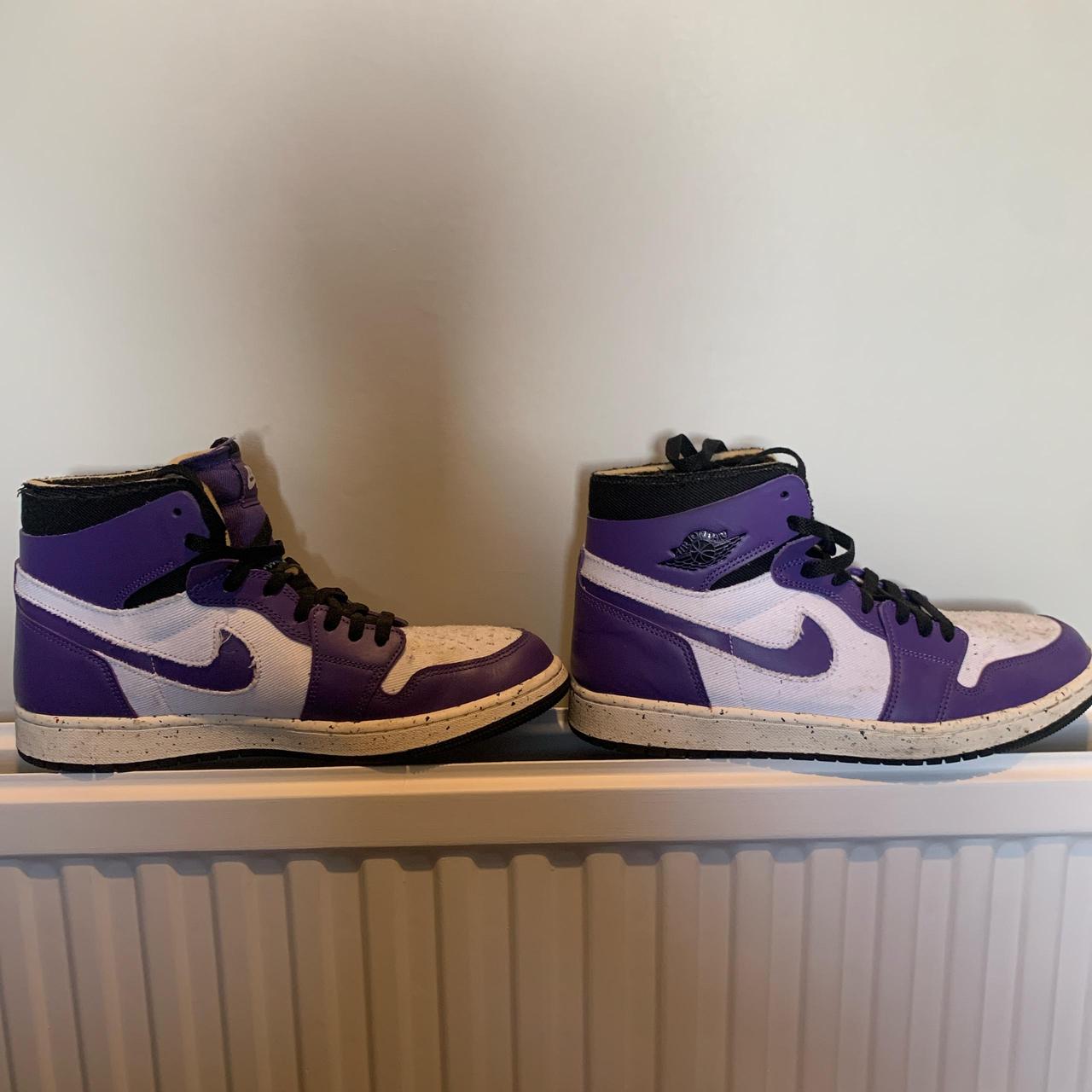 Nike zoom air Jordan 1s in purple hardly worn... - Depop