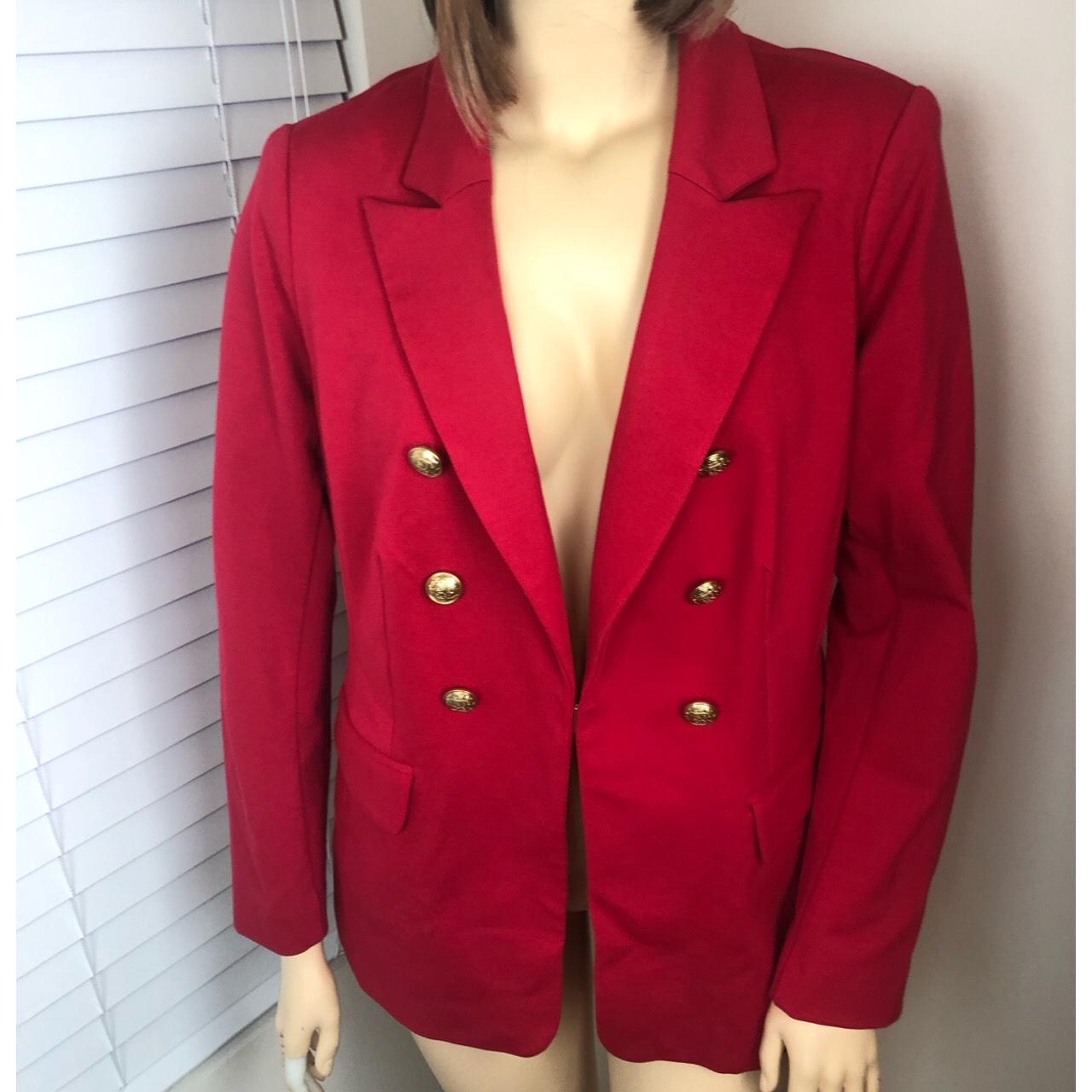 Plus Size 20 Lane Bryant RED & Faux Gold Buttons... - Depop