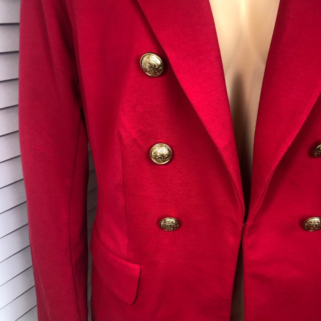 Plus Size 20 Lane Bryant RED & Faux Gold Buttons... - Depop