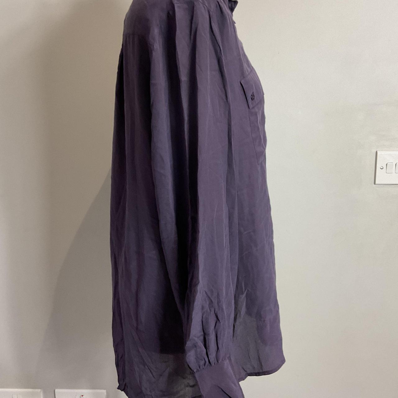 BNWT M&S purple 100% silk button up chest pockets... - Depop