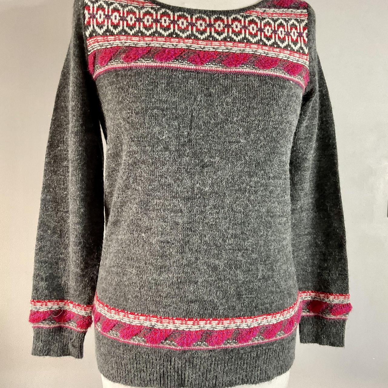 Monsoon grey pink wool alpaca content knit pullover... - Depop