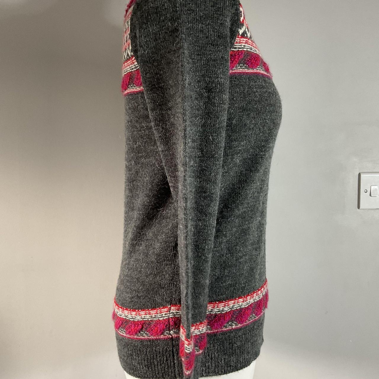 Monsoon grey pink wool alpaca content knit pullover... - Depop