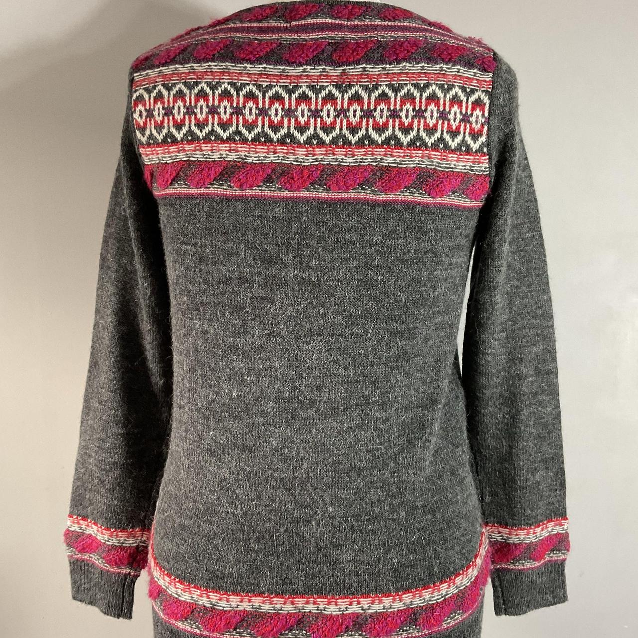 Monsoon grey pink wool alpaca content knit pullover... - Depop