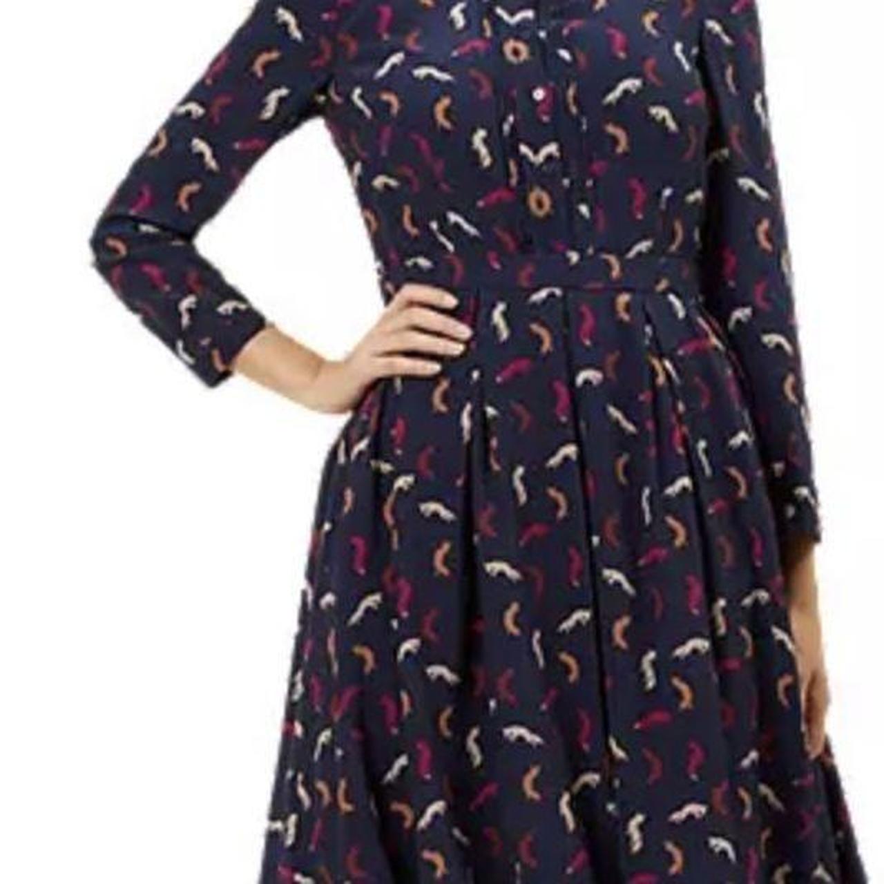 Hobbs ‘Lainey’ navy multicolour fox print silky... - Depop