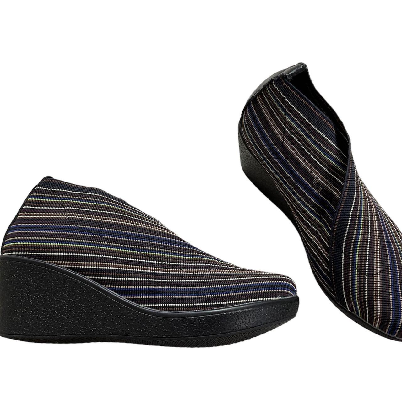 Pavers striped elasticated ankle pull on shoes... - Depop