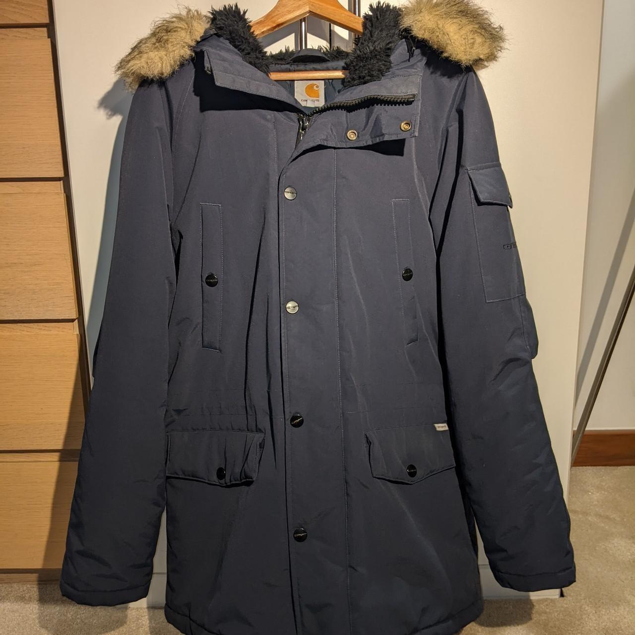 Carhartt Navy Anchorage Parka jacket. Waterproof,... - Depop