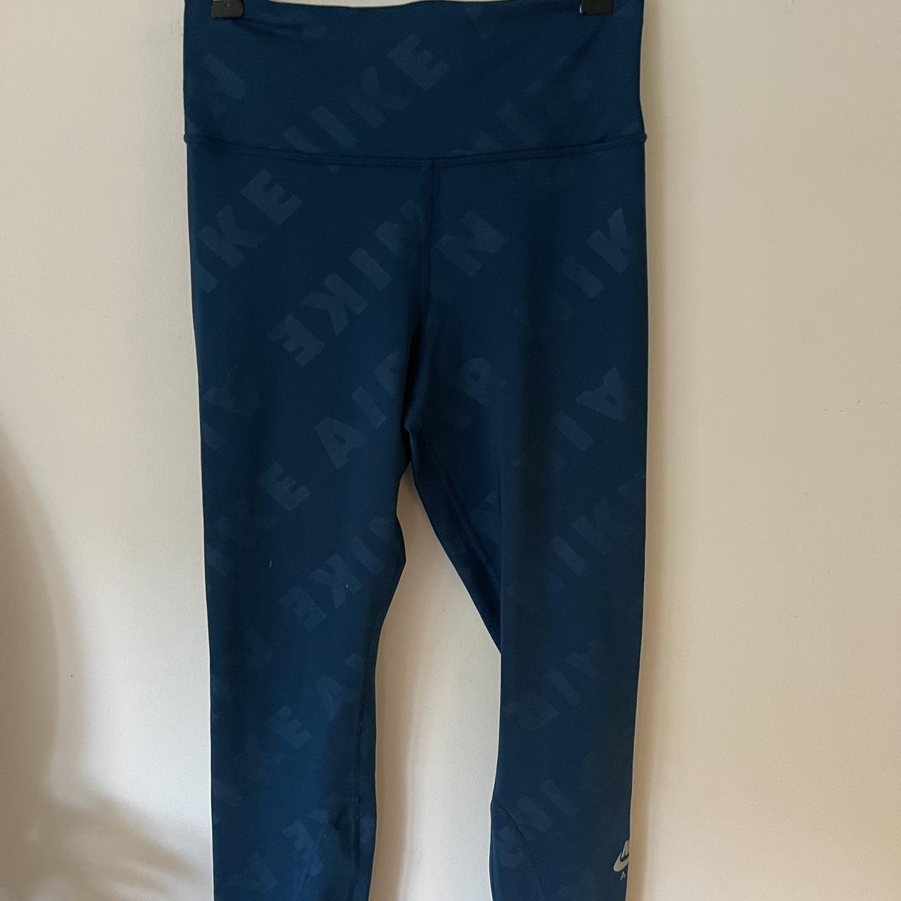 Blue Nike Printed Leggings Have Gaps In The Outer Depop