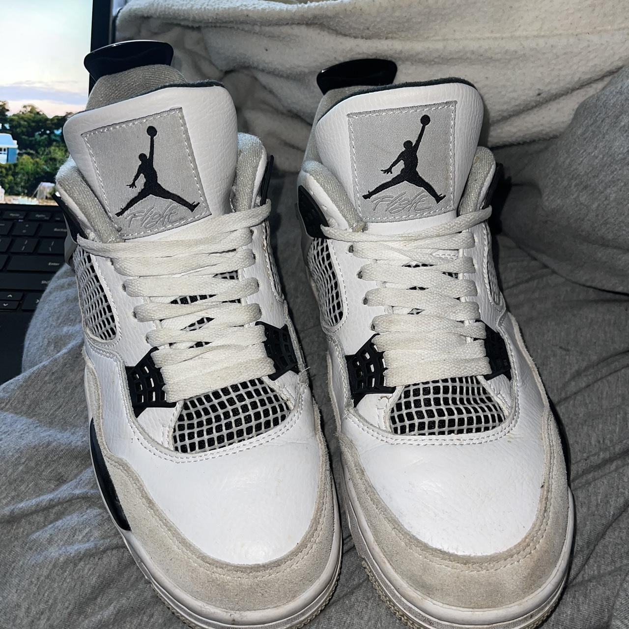 Selling my mil black jordan 4’s Just dont wear them... - Depop