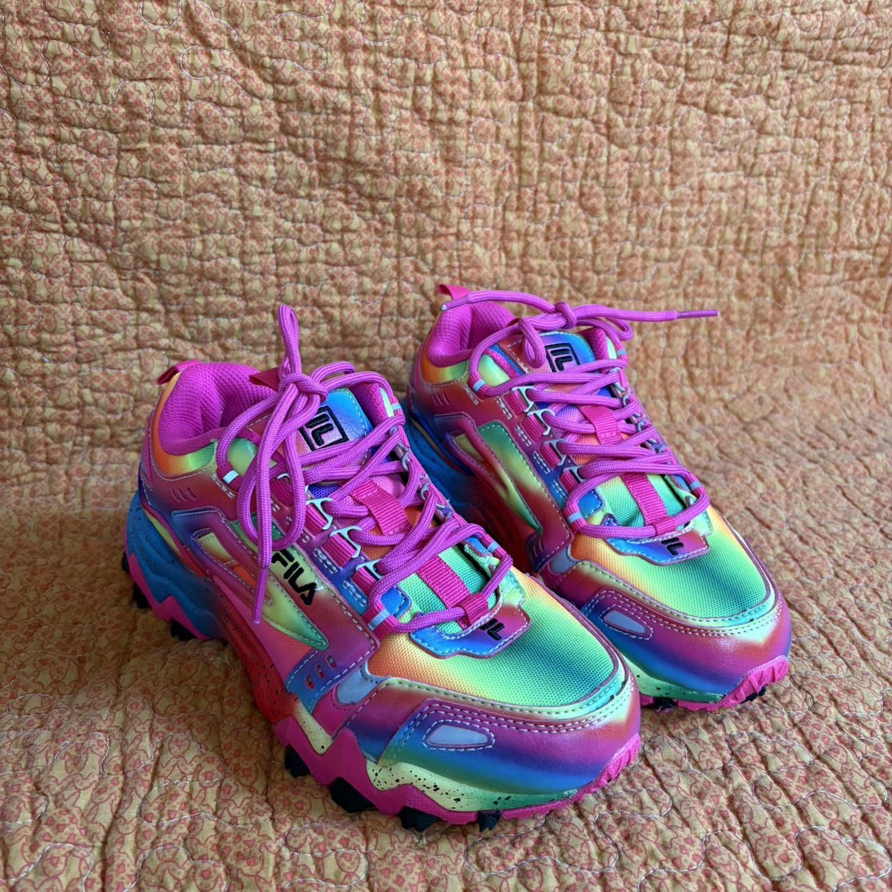 Rainbow FILA Oakmont TR Chunky Platform Sneakers... | Depop