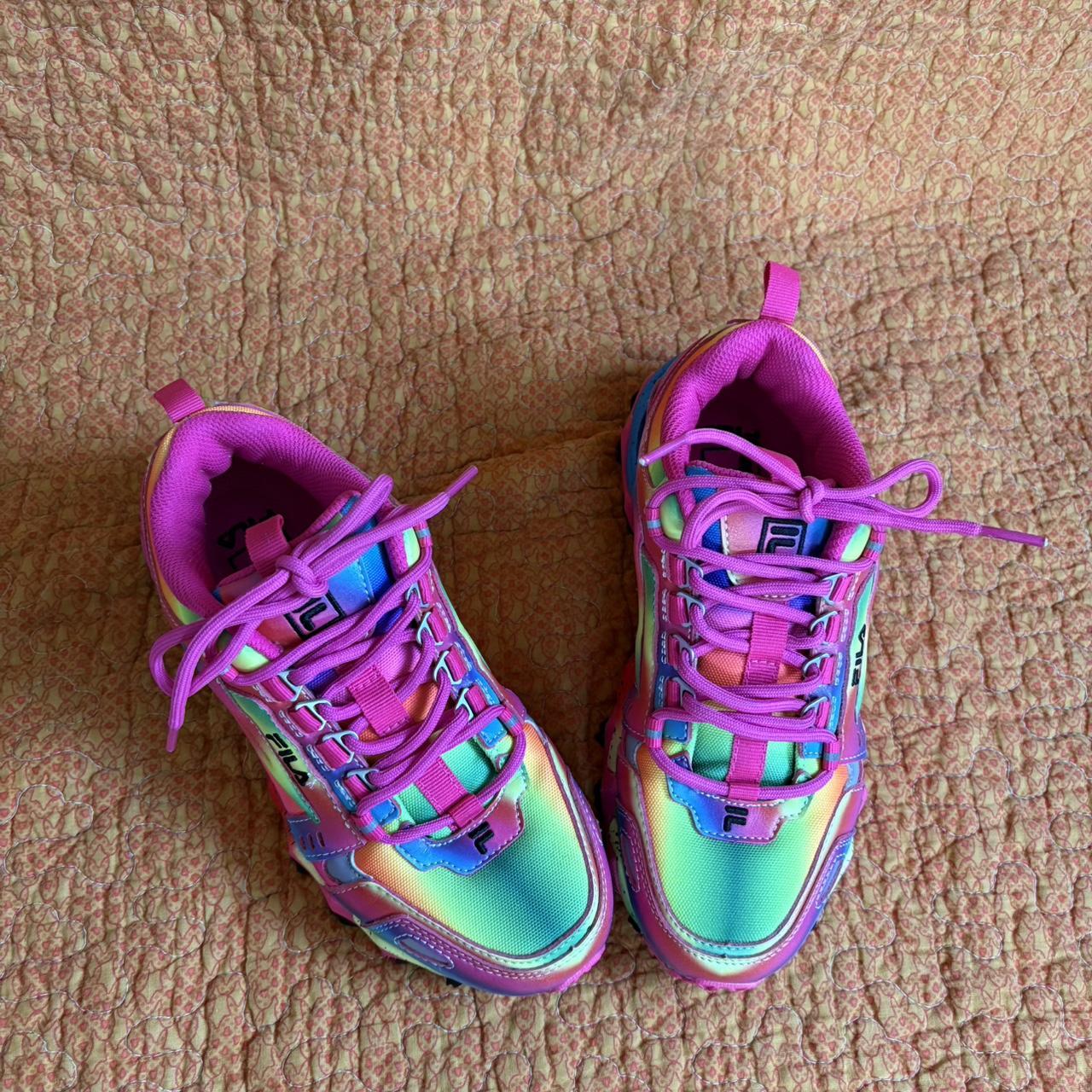 Rainbow FILA Oakmont TR Chunky Platform Sneakers... | Depop