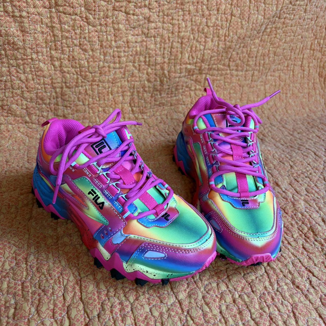 Rainbow FILA Oakmont TR Chunky Platform Sneakers... | Depop