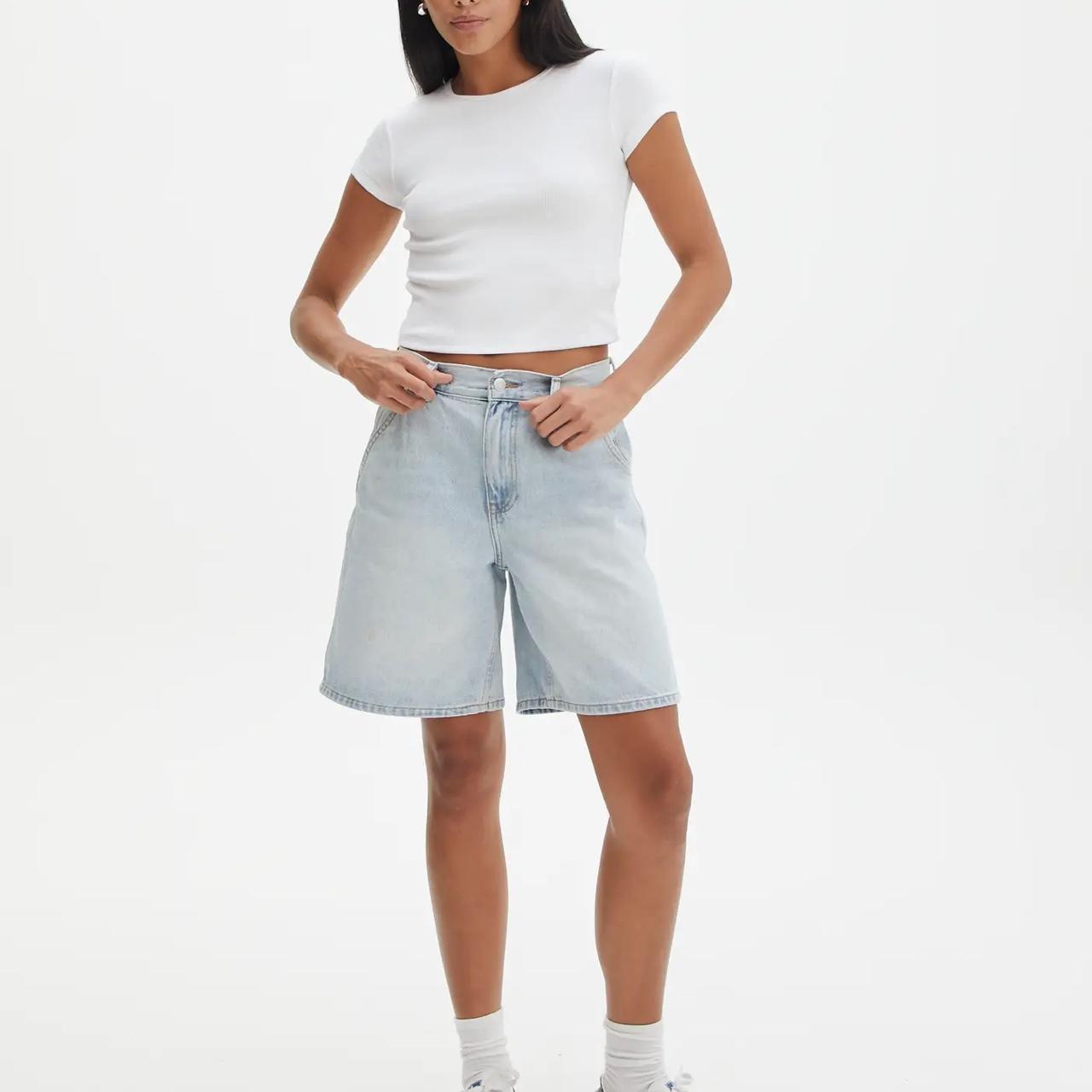 Mid Rise Denim Jorts 🤍 Brand New Jorts Never Worn Depop