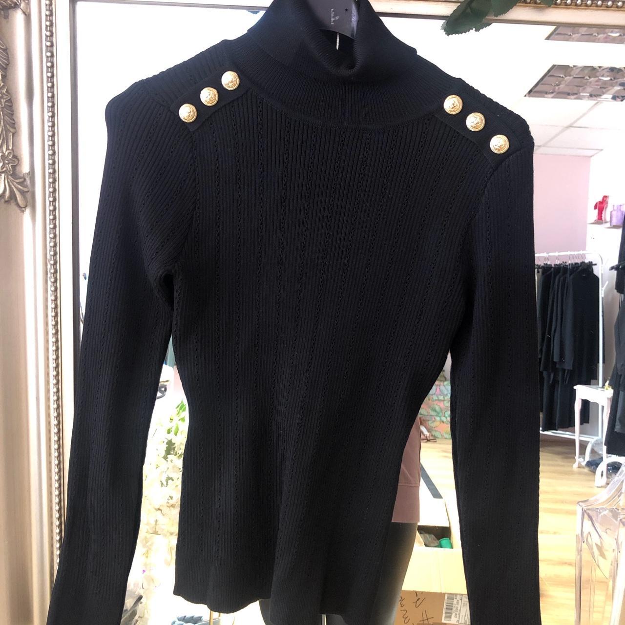 Black gold button detail jumper Roll neck brand new... - Depop