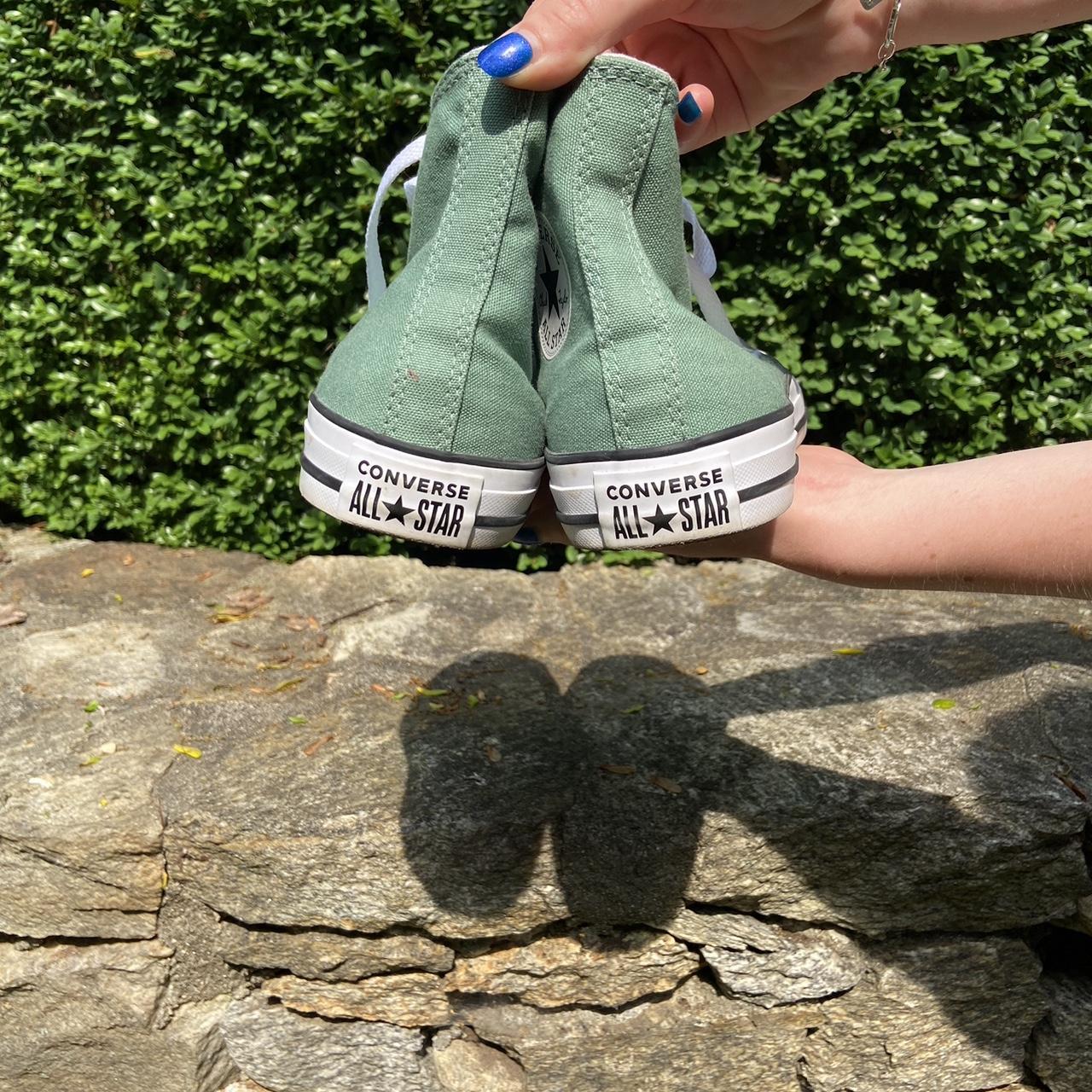 Converse custom wide fit sage green chuck... - Depop