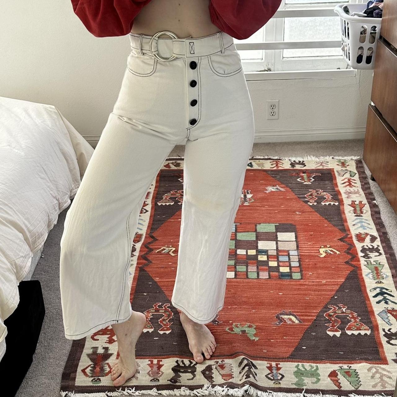 British designer Rejina Pyo White high waisted pants... - Depop
