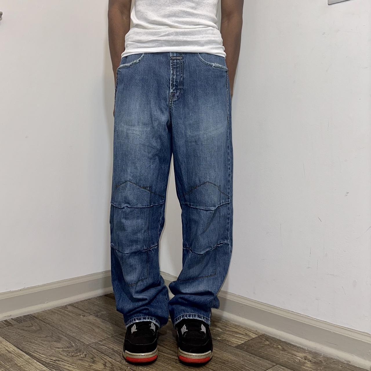 Vintage double knee style girbaud baggy jeans Waist... - Depop