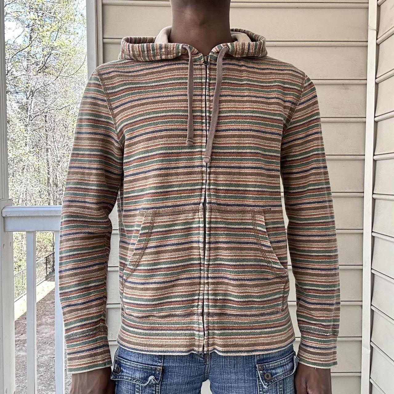 Vintage grunge style stripped hoodie Size :... - Depop