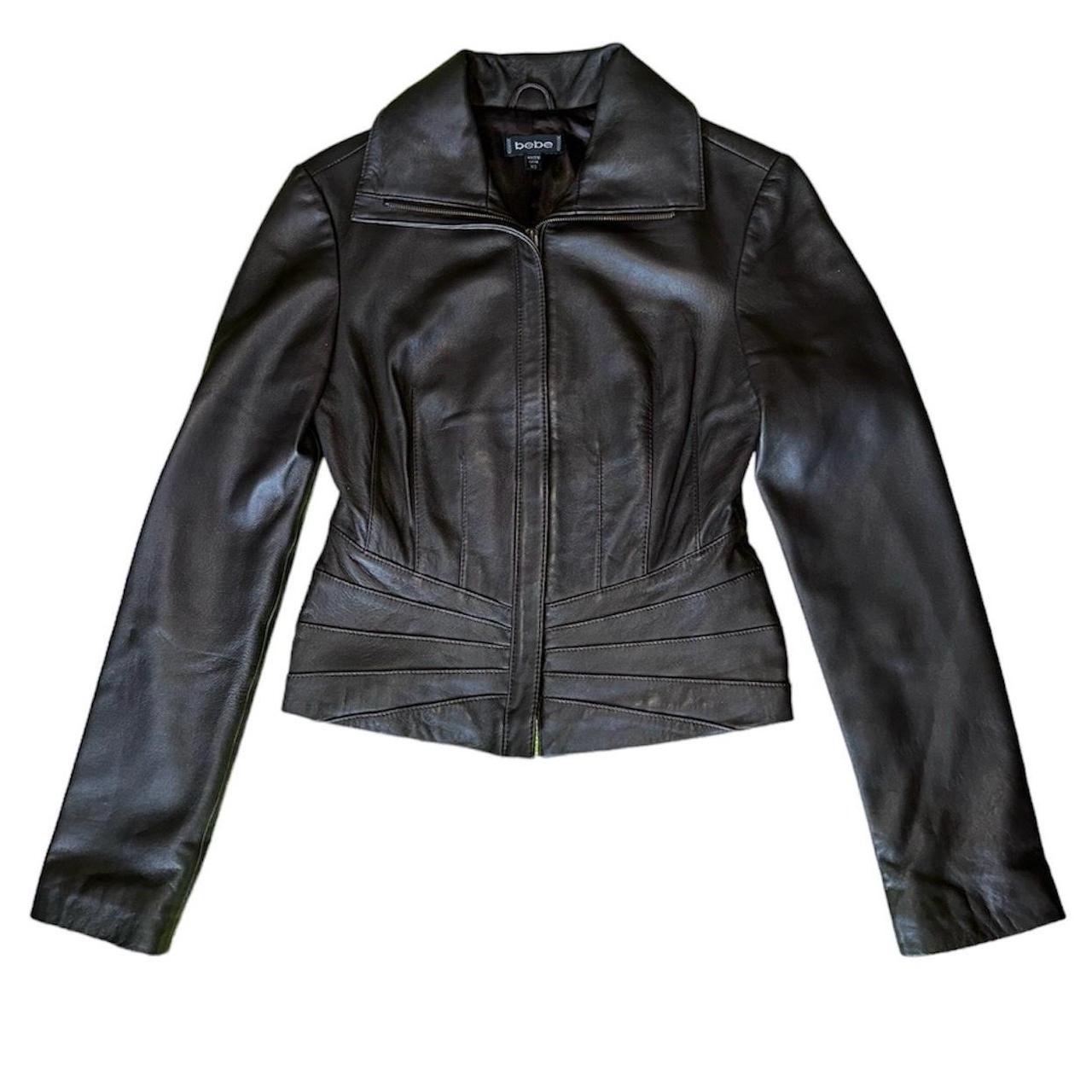 Vintage Bebe leather jacket Size : XS Width :... - Depop