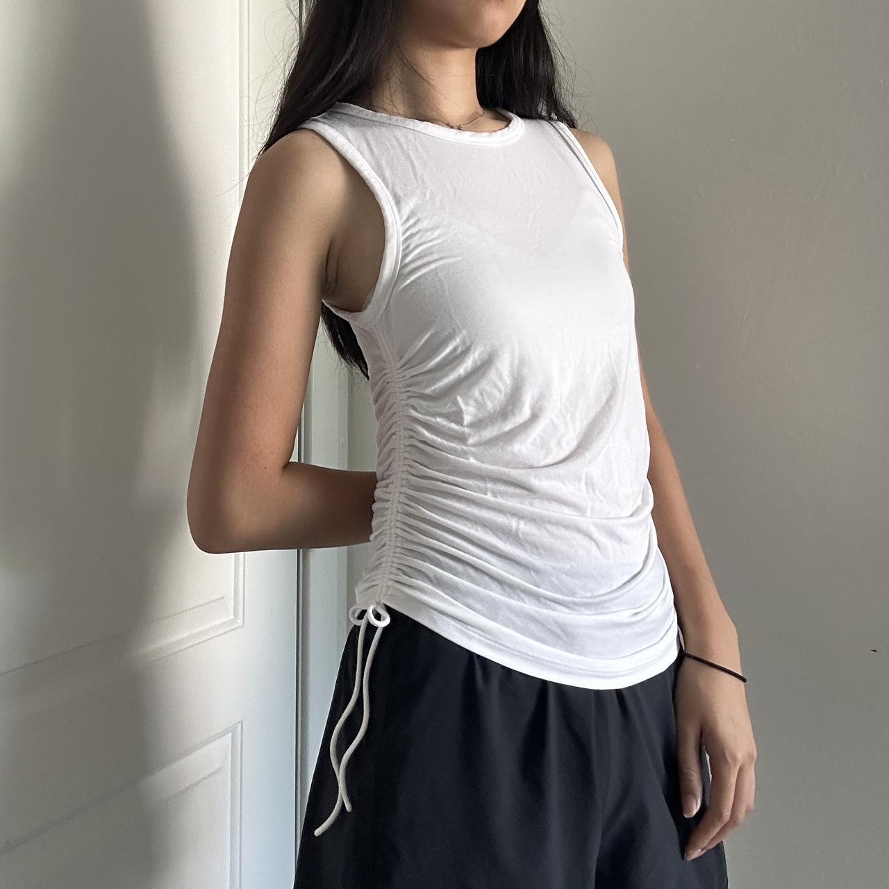 Aritzia Wilfred Patsy Tank - White ruched tank top... - Depop