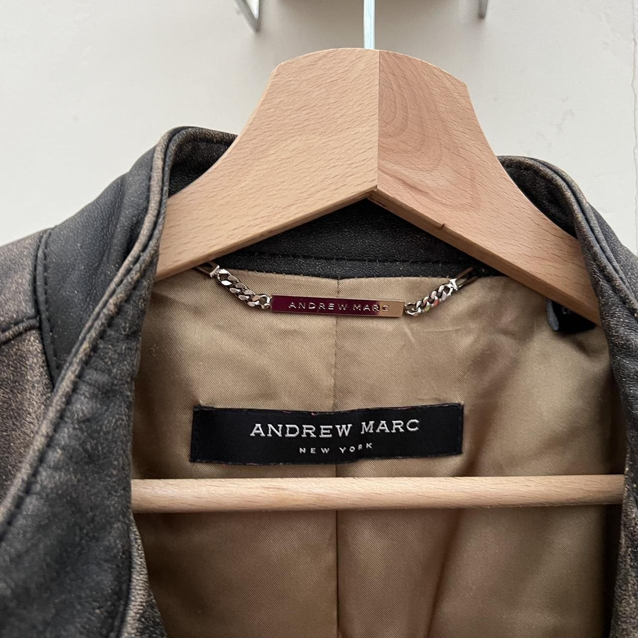 Andrew Marc New York distressed cropped brown grey... - Depop