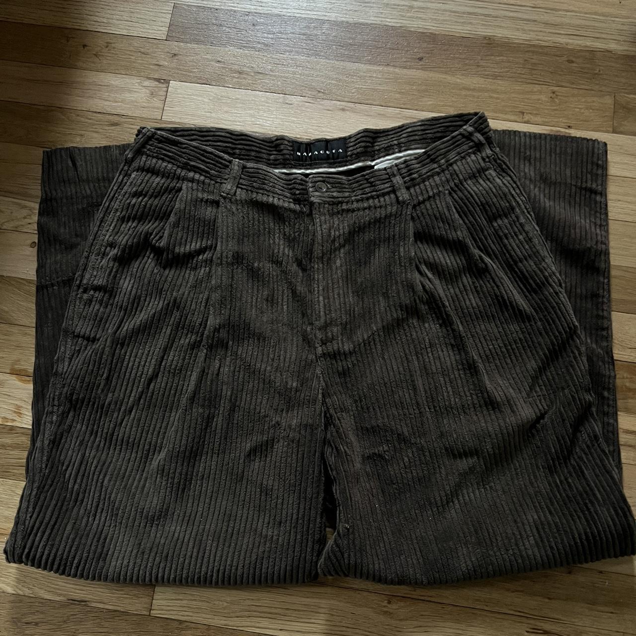 brown loose fit corduroy pants. super comfortable... - Depop