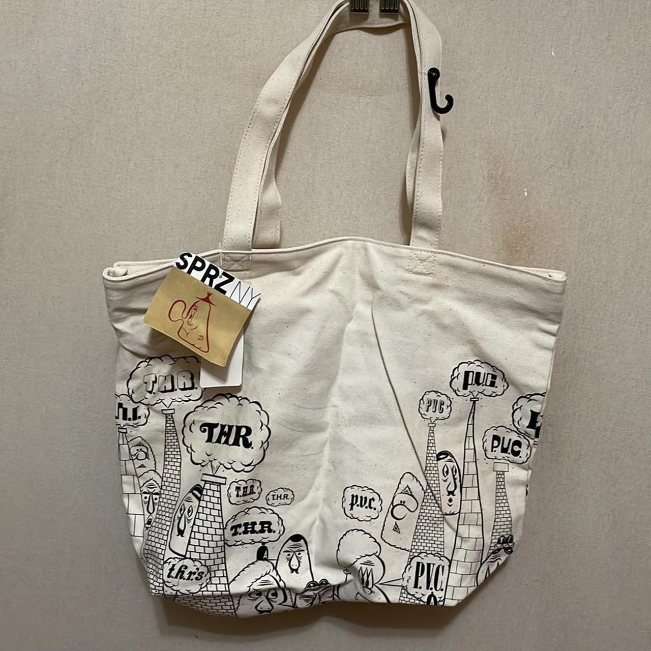 Rare Uniqlo Barry McGee canvas tote bag natural. NWT - Depop