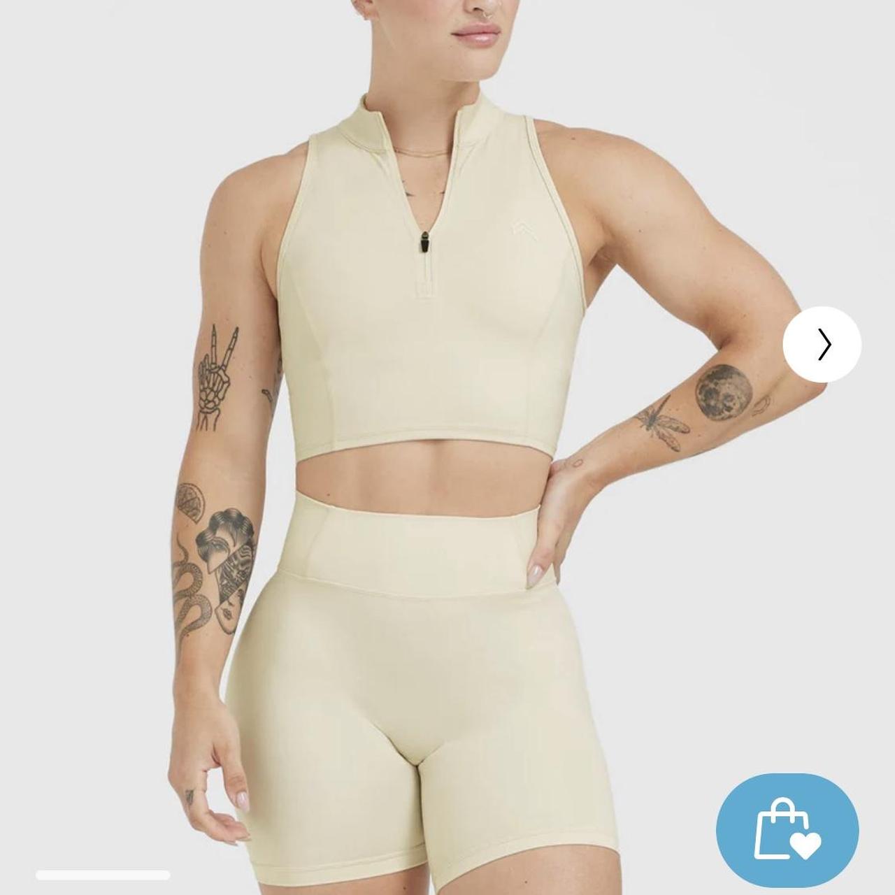 NWT Oner Active TIMELESS HALF ZIP CROP TANK Vanilla S - Depop