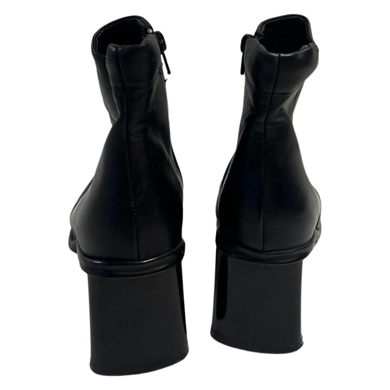 BLACK Y2K BOOTS HEELS • 90s / 00s vintage black... - Depop